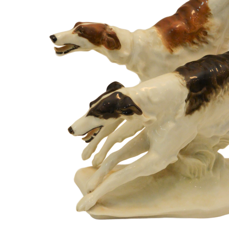 Large Art Deco Hutschenreuther Running Borzois Figurine by Karl Tutter ...